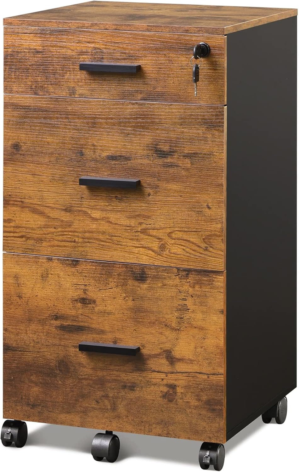 DEVAISE 3 Drawer Wood Rolling File Cabinet with Lock - WLIVE