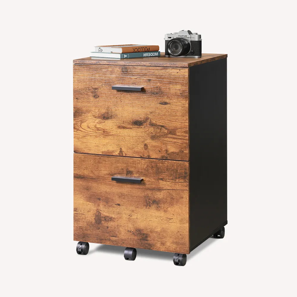 DEVAISE Rustic Brown 2 Drawer Wood File Cabinet - WLIVE